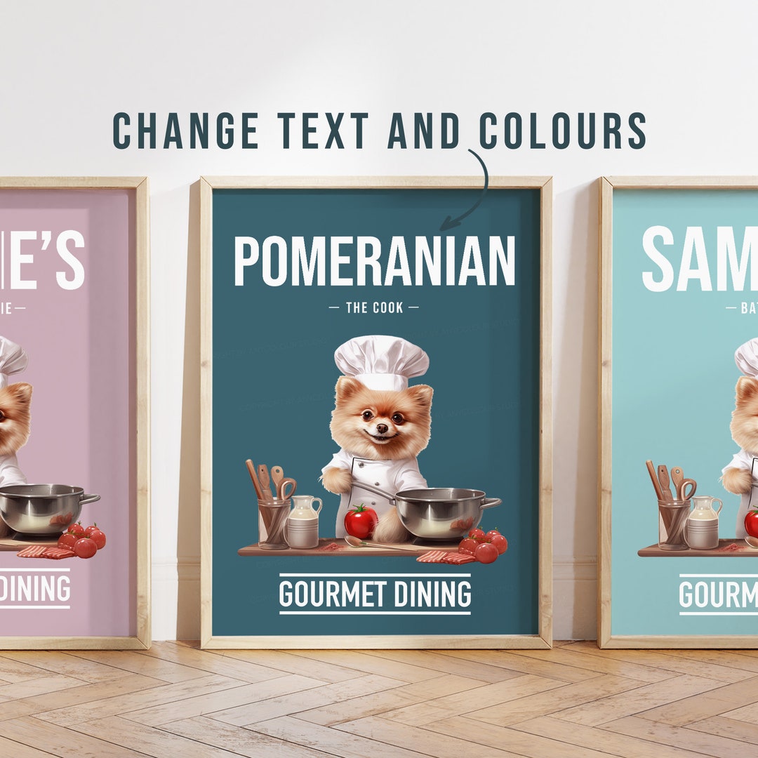 Any Colour - Pomeranian in Kitchen Poster - Pomeranian Poster - Custom ...