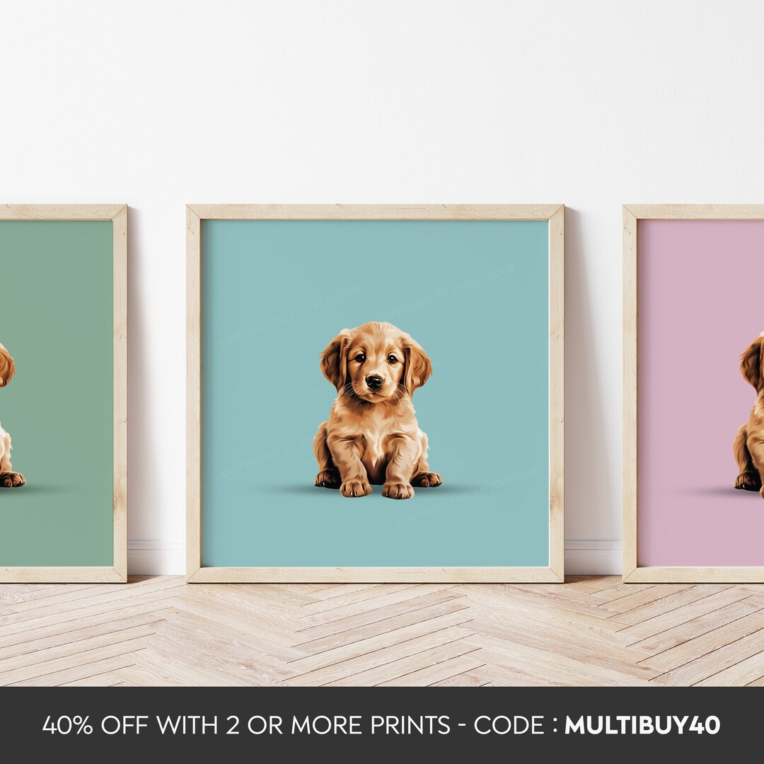 Any Colour - Any Size - Golden Retriever Puppy Poster - Golden ...