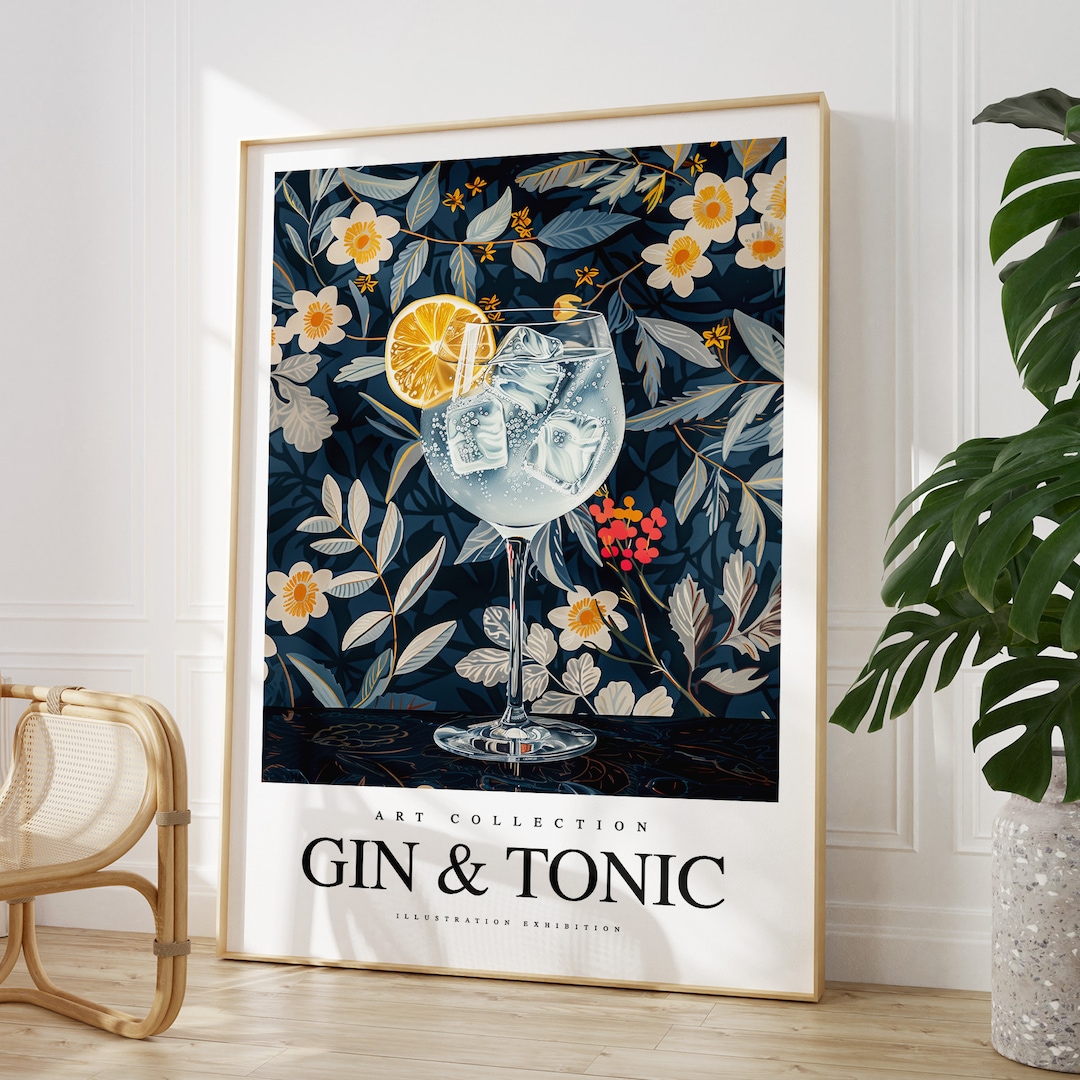 Any Colour - Gin and Tonic Cocktail Print - Gin Tonic Drink Poster ...
