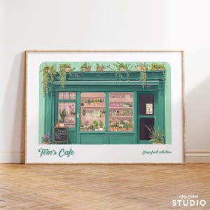Personalised Text, Green Cafe Poster, Green Cafe Print, Green Cafe ...