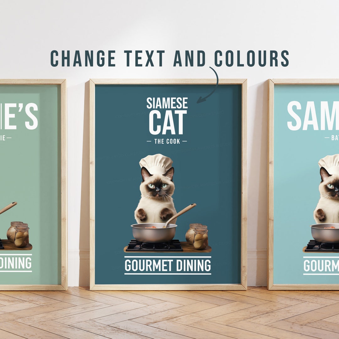 Any Colour - Siamese Cat in Kitchen Poster - Siamese Cat Poster ...