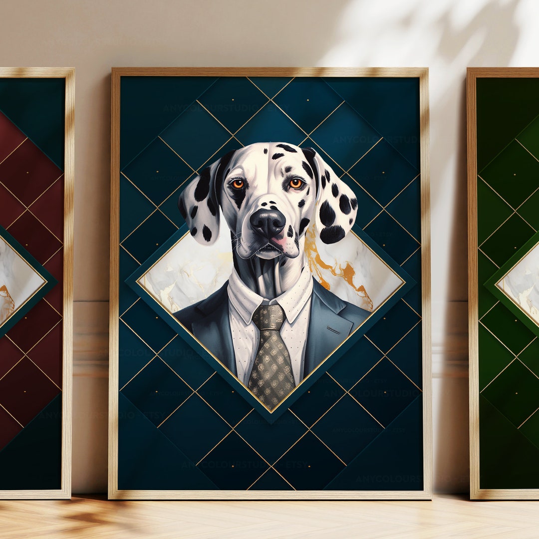 Dalmatian in Suit Poster - Dalmatian Posh Poster - Dalmatian Artwork ...