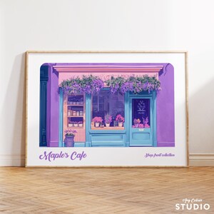 Personalised Text, Purple Cafe Poster, Purple Cafe Print, Purple Cafe ...