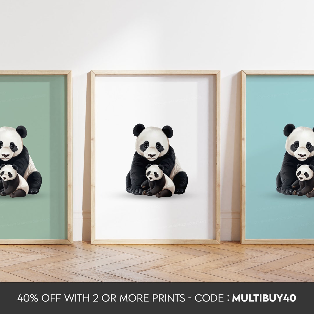 Any Colour - Panda Print - Panda and Cub Poster - Panda and Baby Art ...