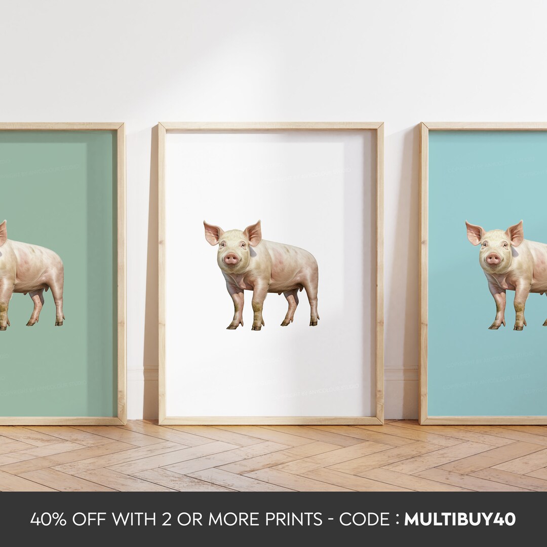 Any Colour - Pig Print - Pig Poster - Pig Art - Farm Print - Any Size ...
