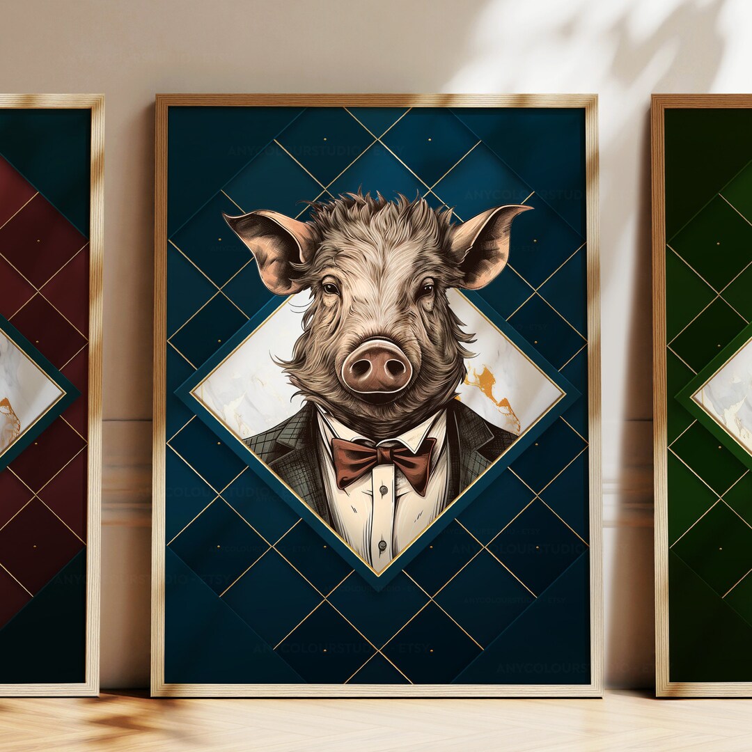 Any Colour - Wild Boar in Suit Poster - Wild Boar Poster - Personalised ...