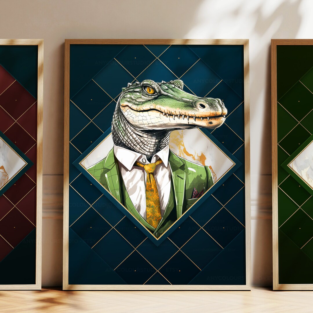 Any Colour - Crocodile in Suit Poster - Crocodile Poster - Personalised ...