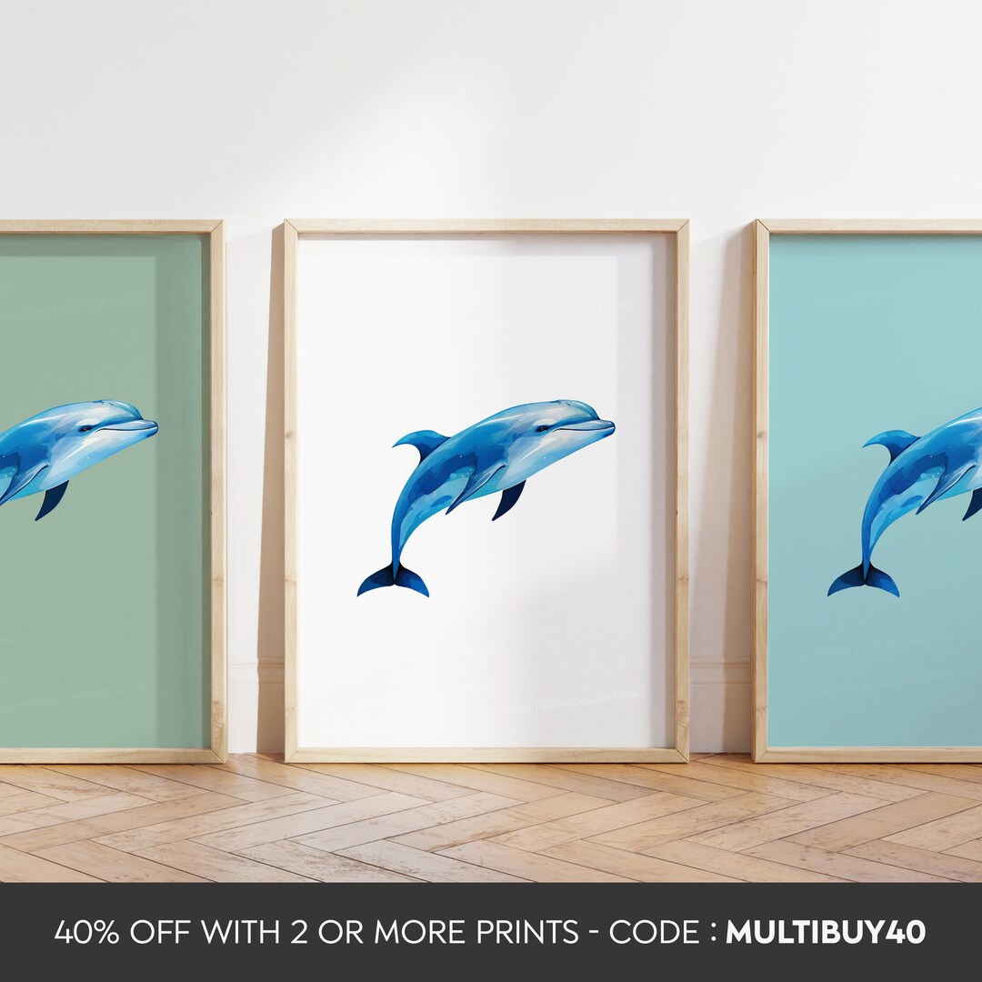 Any Colour - Dolphin Print - Dolphin Poster - Dolphin Art - Sea Life ...