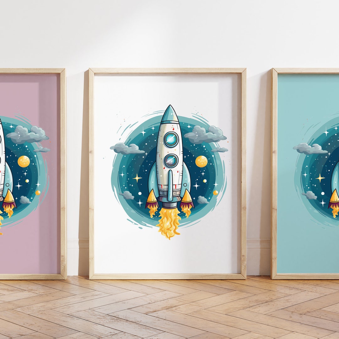 Any Colour - Space Rocket Print - Space Rocket Poster - Kids Space ...