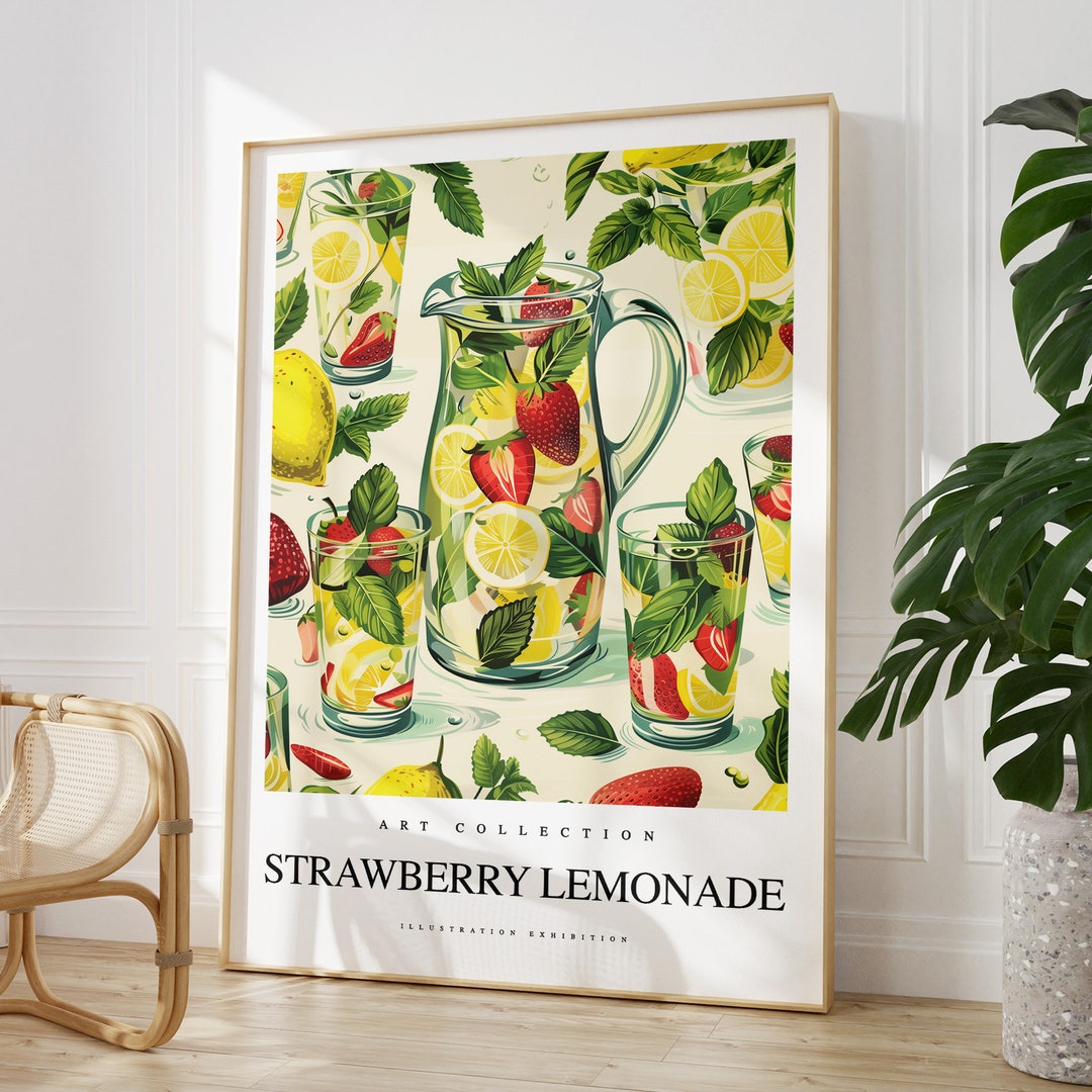 Any Colour - Strawberry Lemonade Print - Lemonade Drink Poster ...