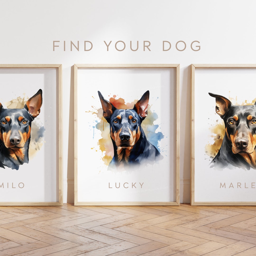 Custom Dog Poster - Dobermann Poster - Dobermann Dog Print - Dobermann ...