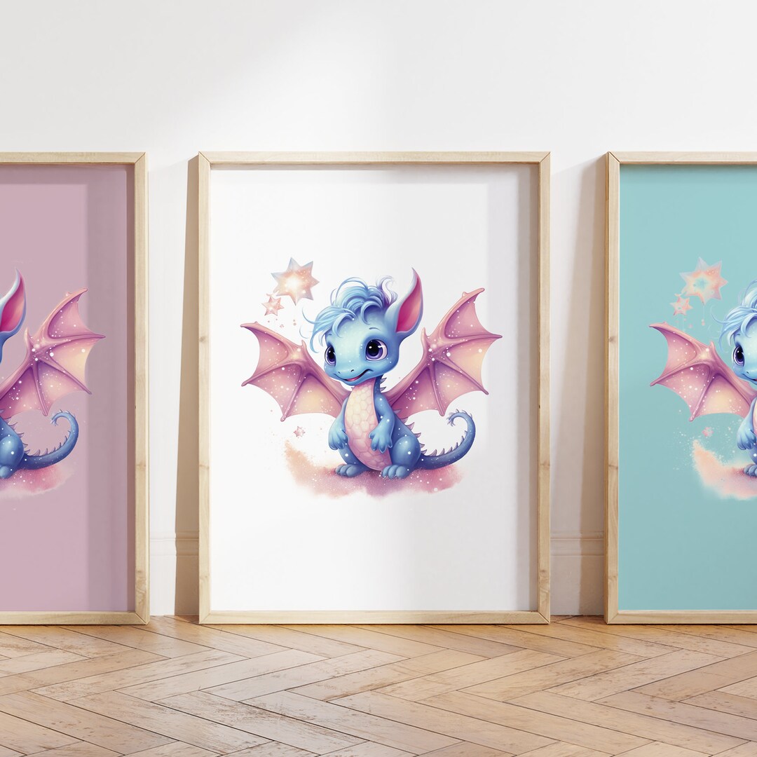 Any Colour - Mystical Pink Winged Dragon Print - Mystical Pink Winged ...