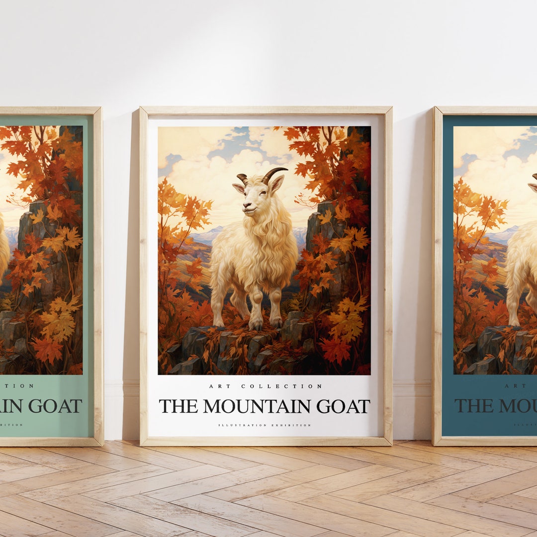 The Mountain Goat Print - Mountain Goat Illustration Poster - Mountain ...