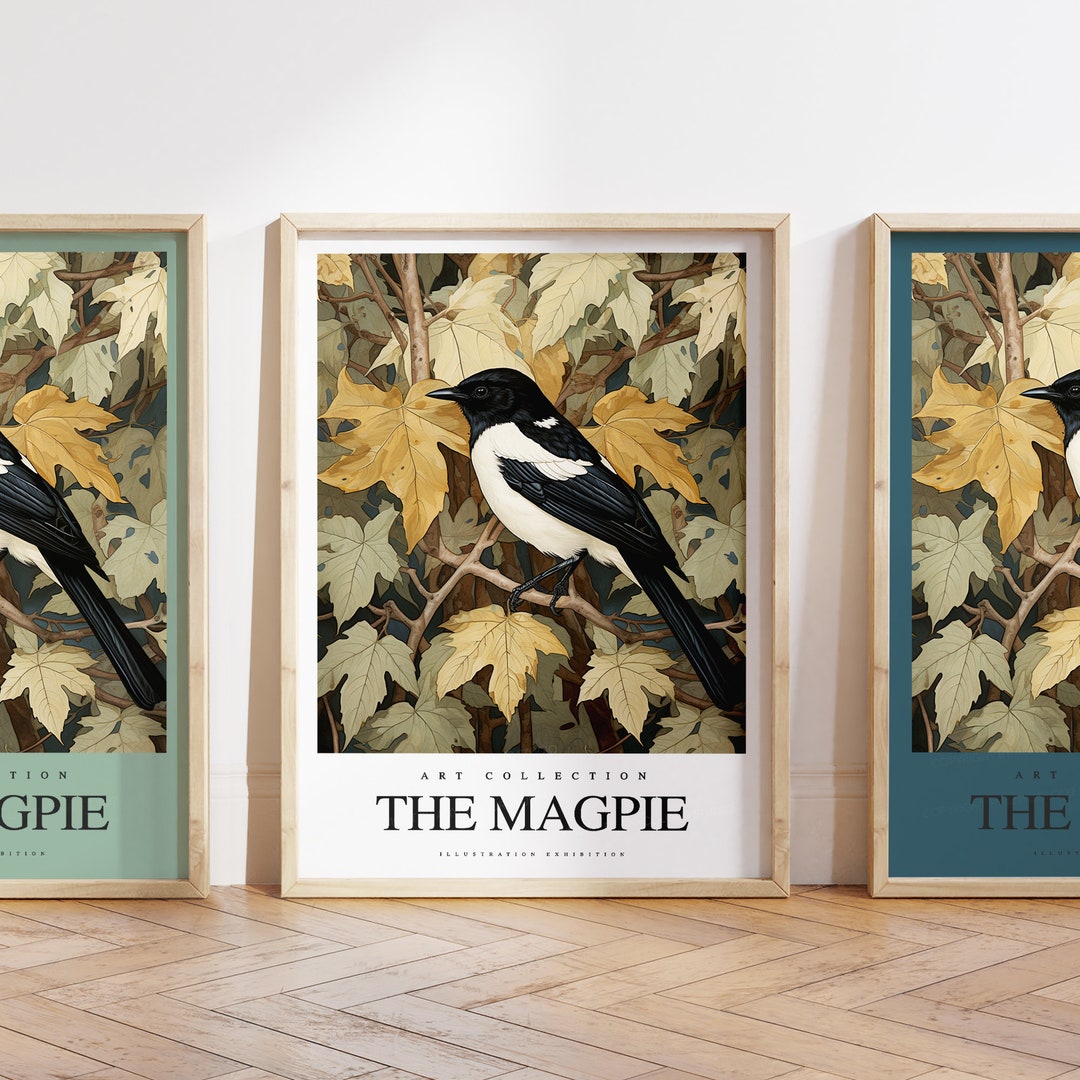 Magpie Poster - Magpie Print - Magpie Art - Bird Art - Birds Print ...