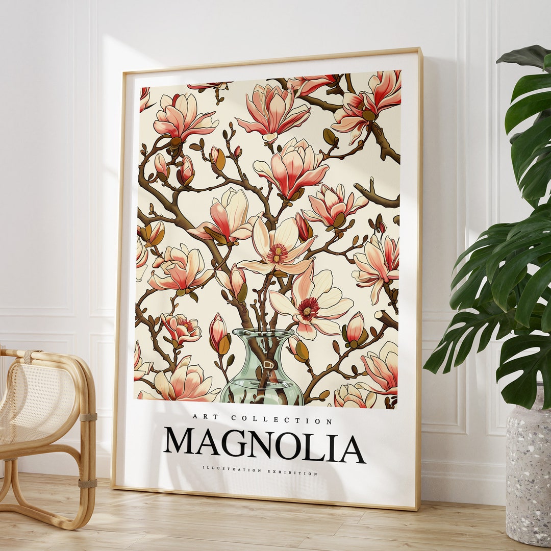 Any Colour - Magnolia Flowers in Vase Print - Magnolia Poster ...
