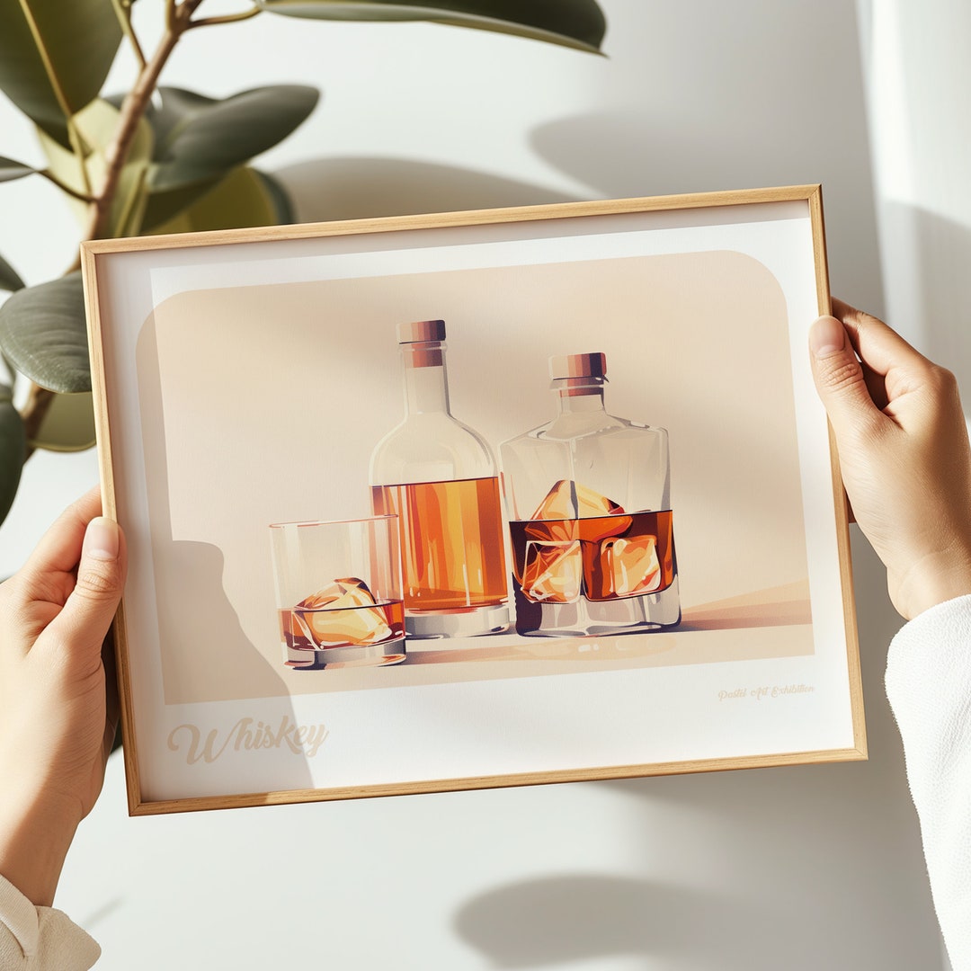 Whiskey Landscape Print, Whiskey Poster, Whiskey Wall Art, Food and ...