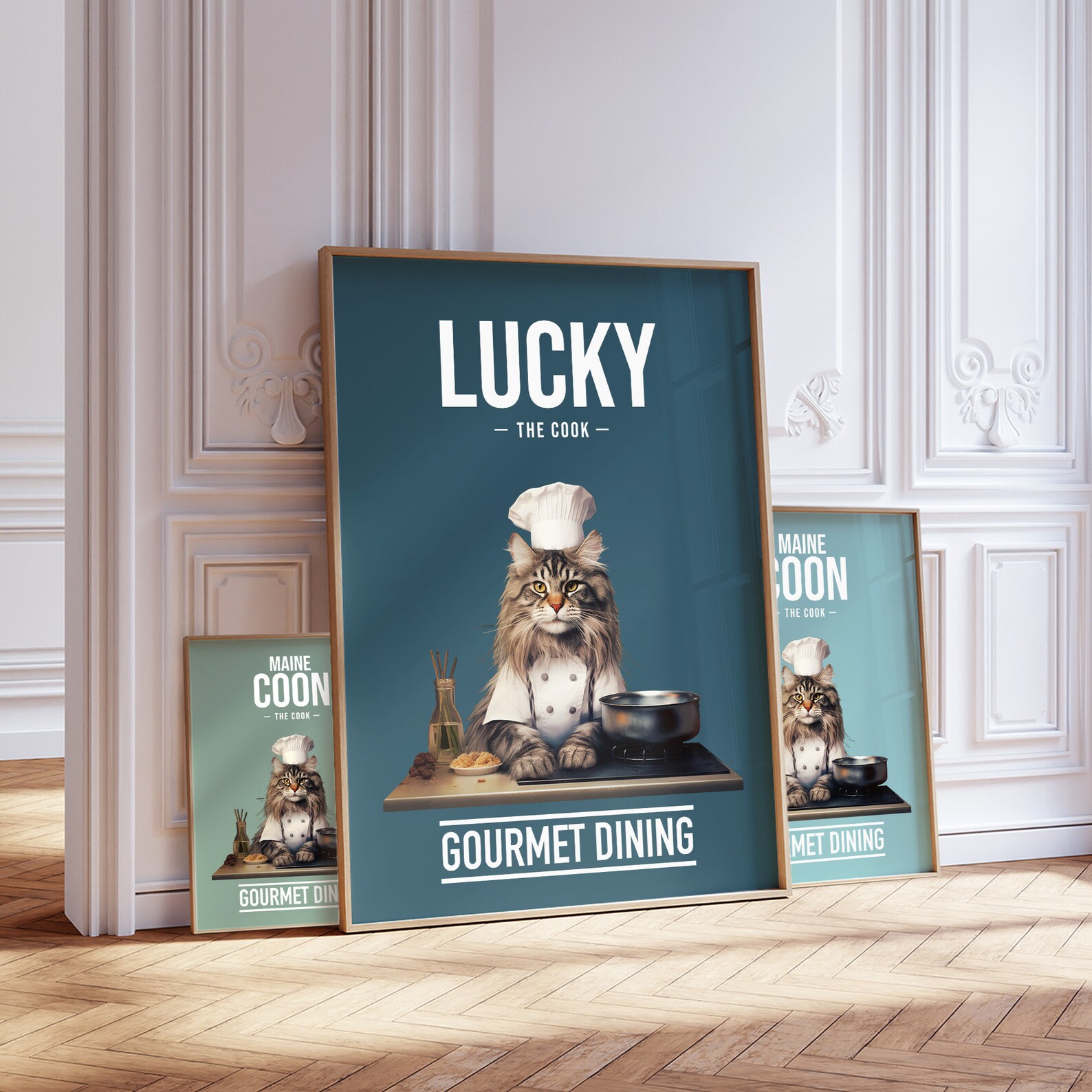 Any Colour Maine Coon Cat in Kitchen Poster Maine Coon Poster Maine ...