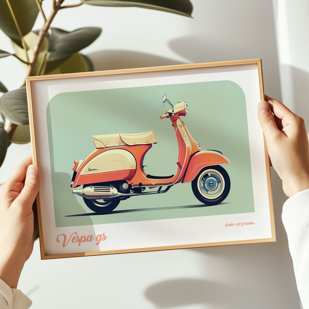 Vespa Scooter Landscape Print, Scooter Bike Poster, Scooter Bike Wall ...