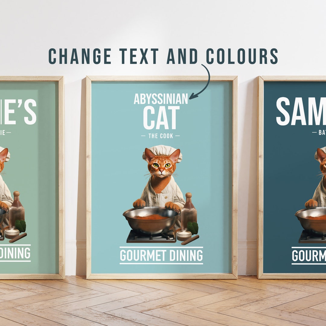 Any Colour - Abyssinian Cat in Kitchen Poster - Abyssinian Cat Poster ...