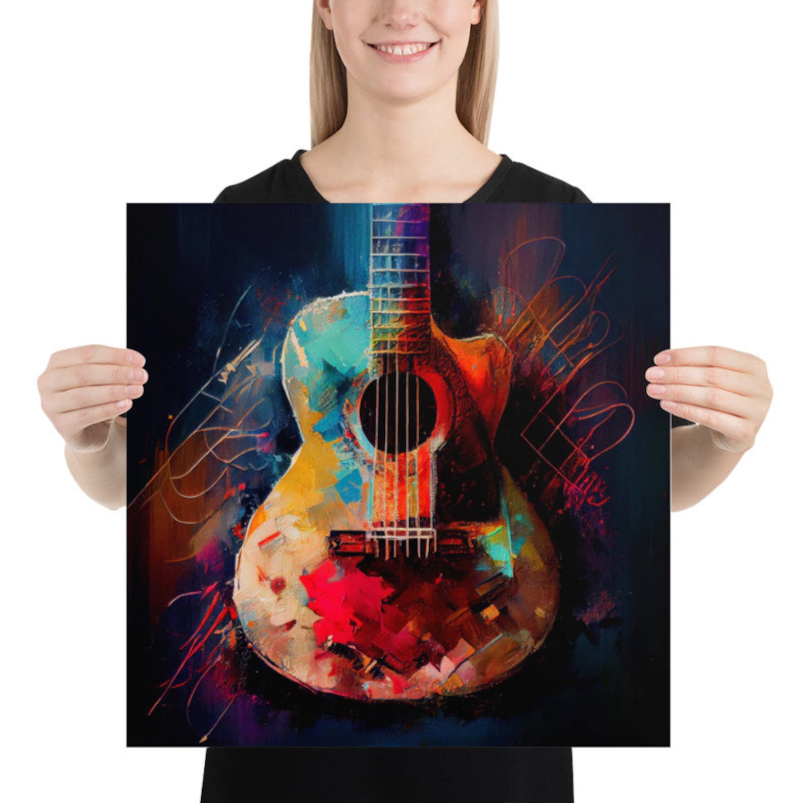 AI Art Abstract Multi-colored Guitar1 Oil Painting Digital Art AI ...