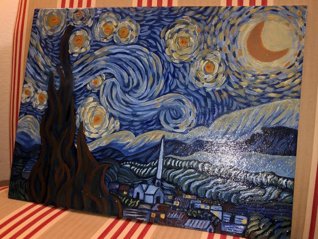 STARRY NIGHT (oil Painting Reproduction/copy) - Vincent Van Gogh - 12 ...