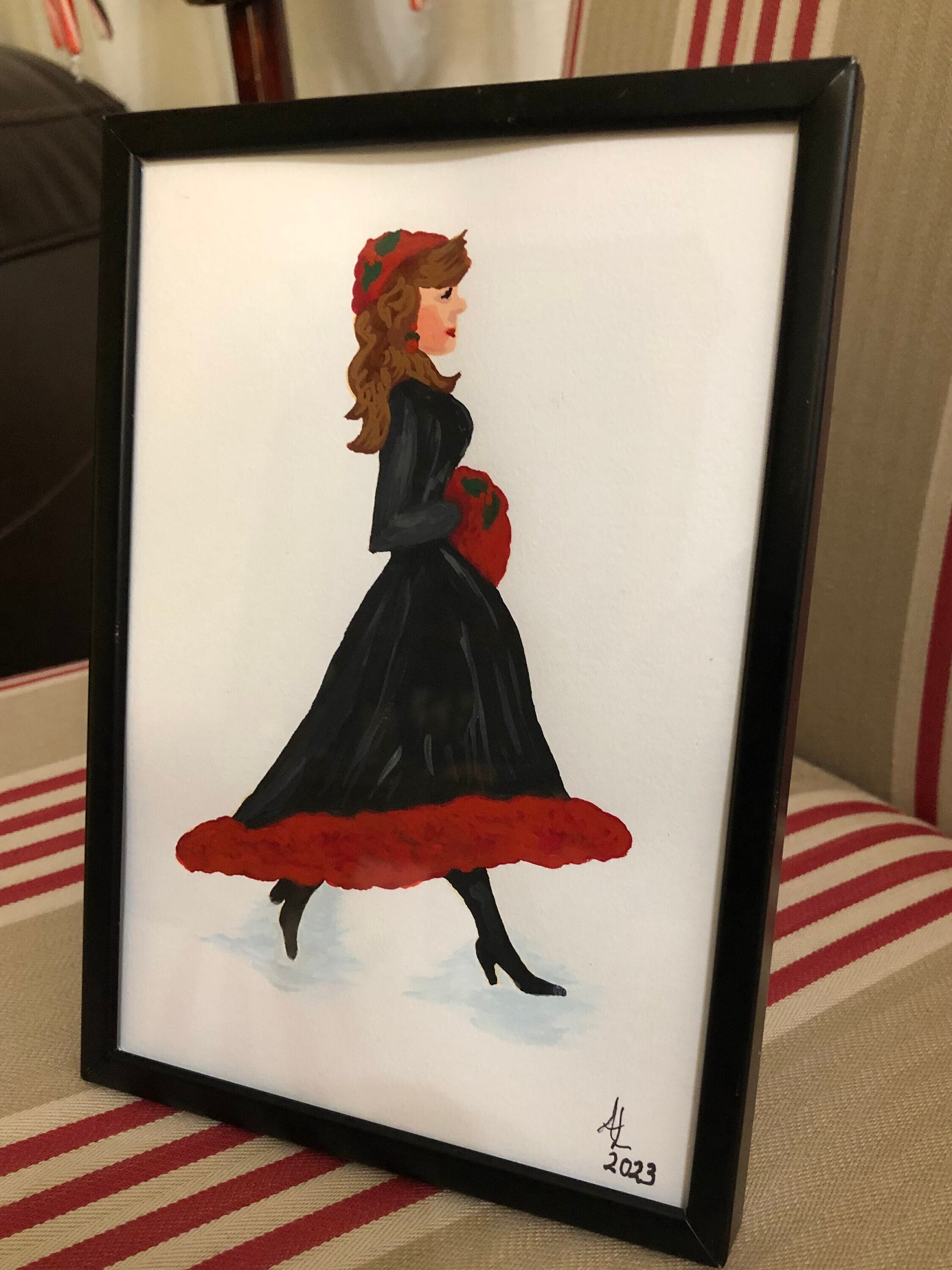 1950s Style Fashion Illustration - Original Gouache Painting Framed ...