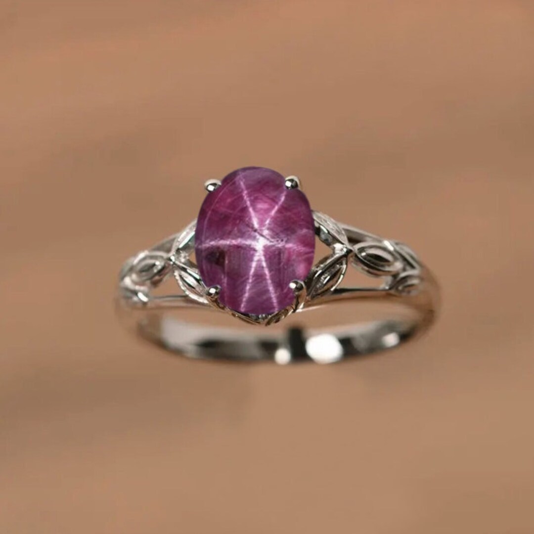 Solid Silver Lindy Star Ruby Ring, Silver Ring for Women Star Ruby Ring ...