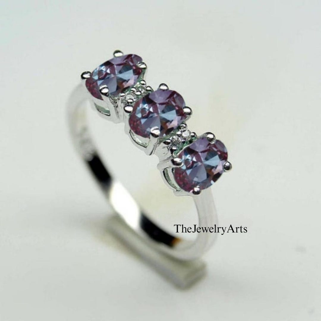 Alexandrite Eternity Band, Alexandrite Wedding Ring Band, 925 Sterling ...