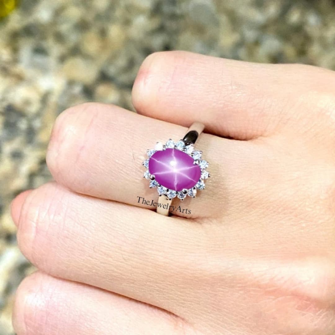 Pink Star Ruby Ring, Star Gemstone, Lindy Star Ring, 925 Sterling ...