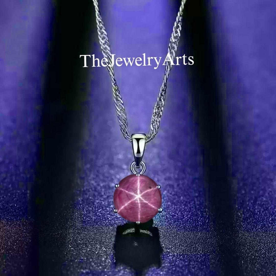 Star Ruby Pendant, Star Necklace, 925 Sterling Silver, 6 Raw Star Ruby ...