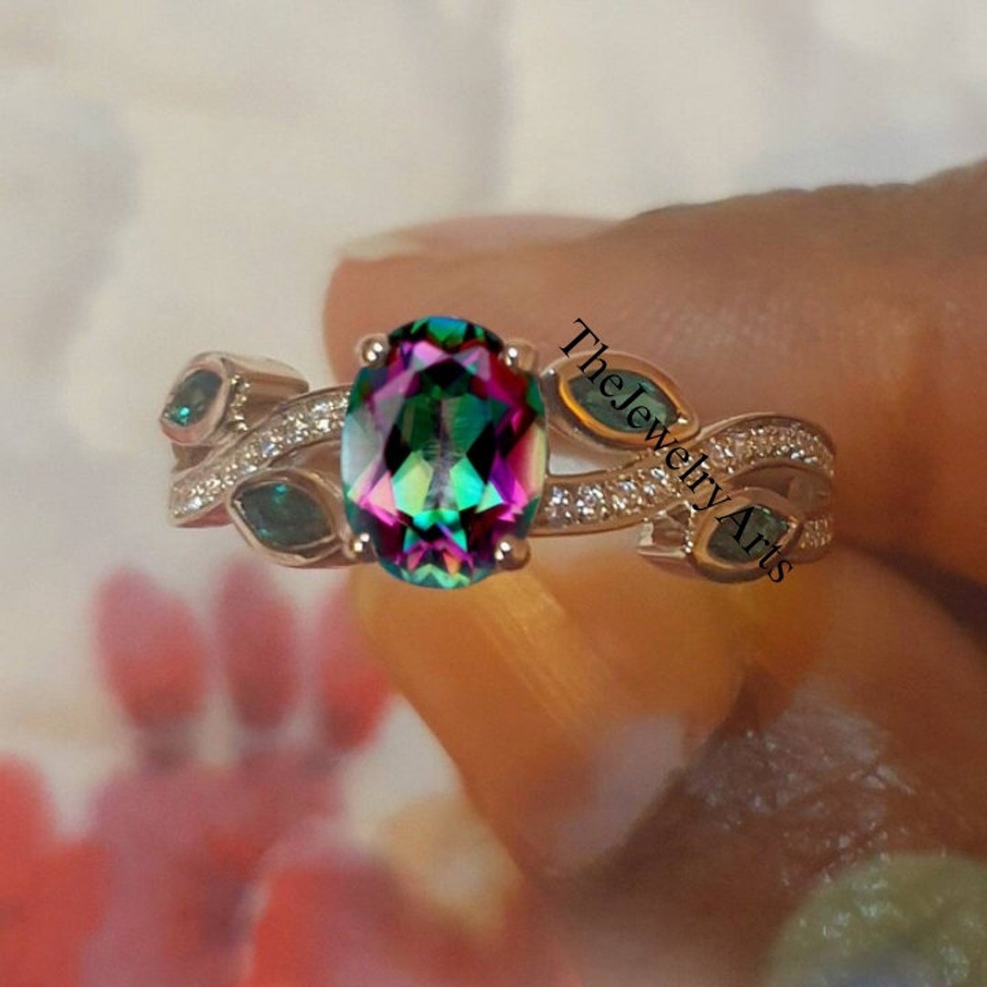 Natural Mystic Topaz Ring/ Dainty 925 Sterling Silver/ Beautiful Mystic ...