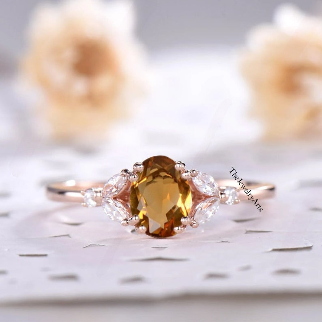 Natural Yellow Topaz Ring Oval Ring Minimalist Jewelry Ring Gemstone ...