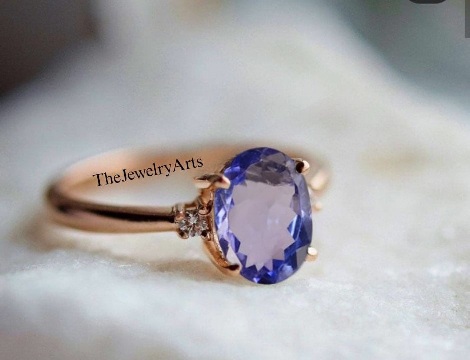 Oval Natural Blue Tanzanite Ring Vintage Unique Tanzanite Ring ...