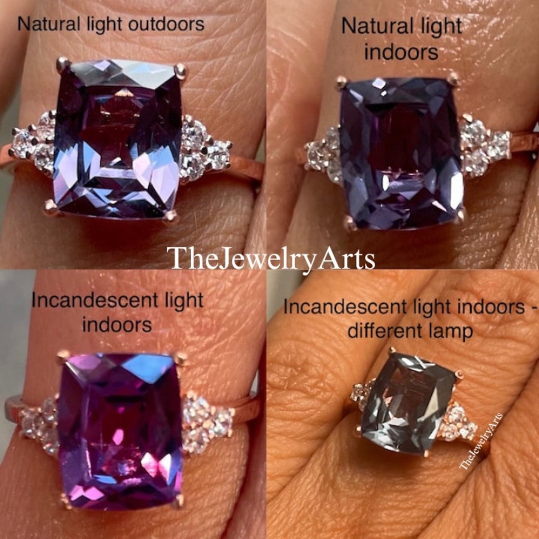 Ring Alexandrite, Lab Created Alexandrite Ring, 925 Sterling Silver ...