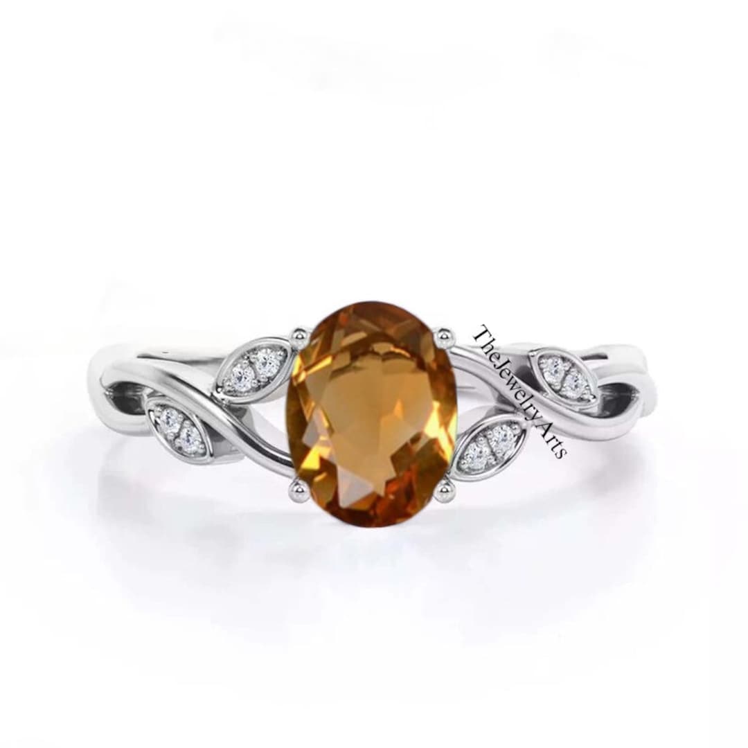 Oval Cut Yellow Topaz Ring, November Birthstone Ring, 925 Sterling ...