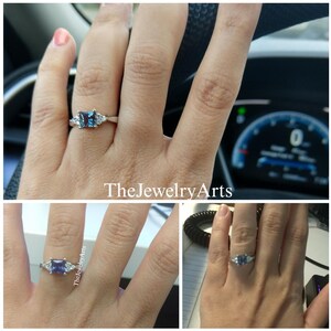 Princess Cut , Alexandrite Proposal Ring, 925 Sterling Silver, Unique ...