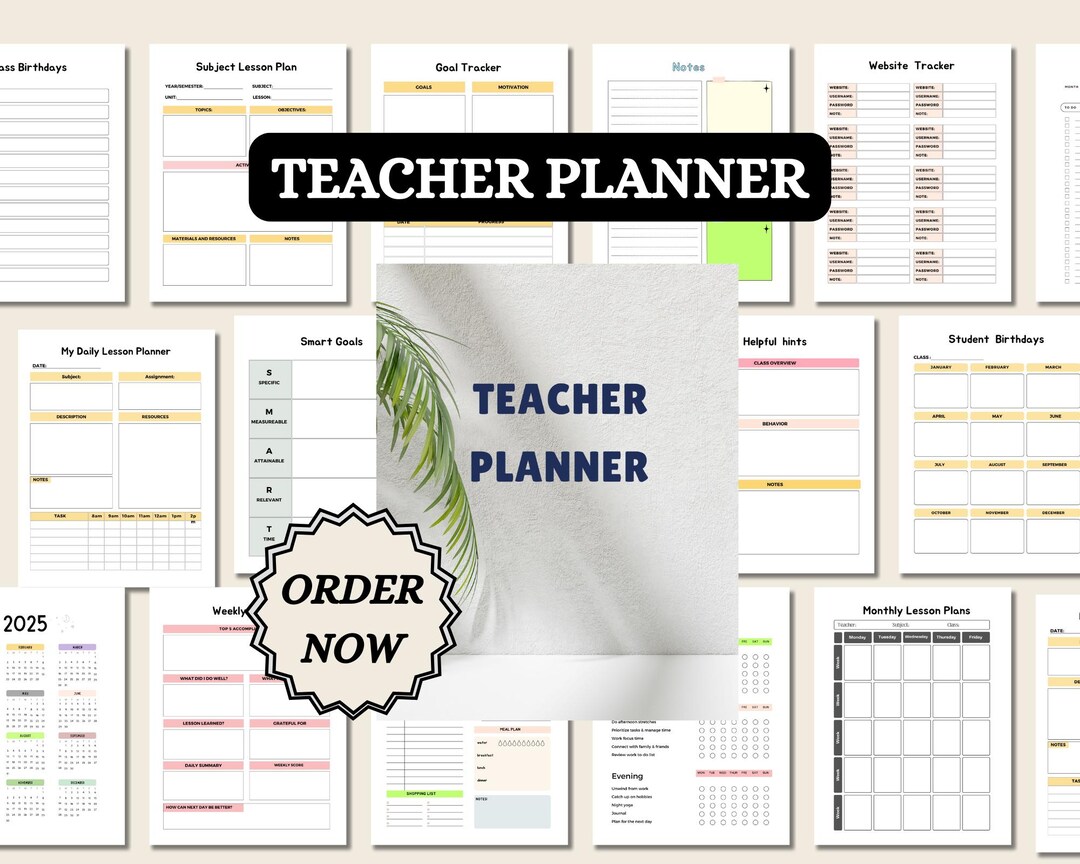 Printable Teacher Planner Editable PDF Customizable Classroom Organizer ...