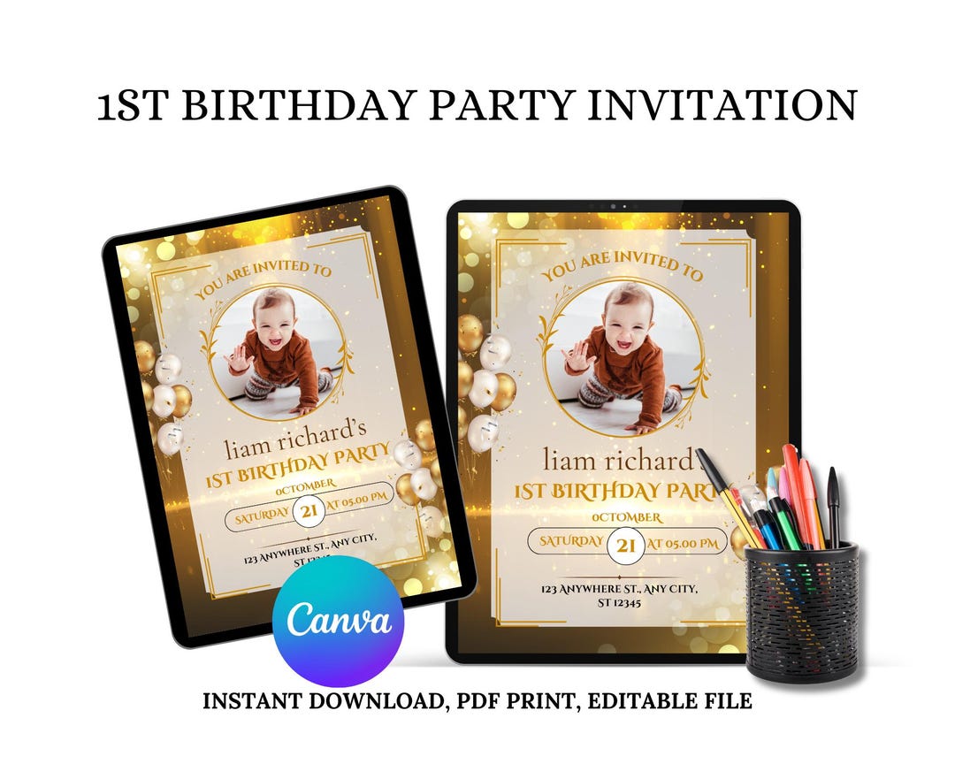 Personalized Birthday Invitation Card Editable PDF Digital Download ...