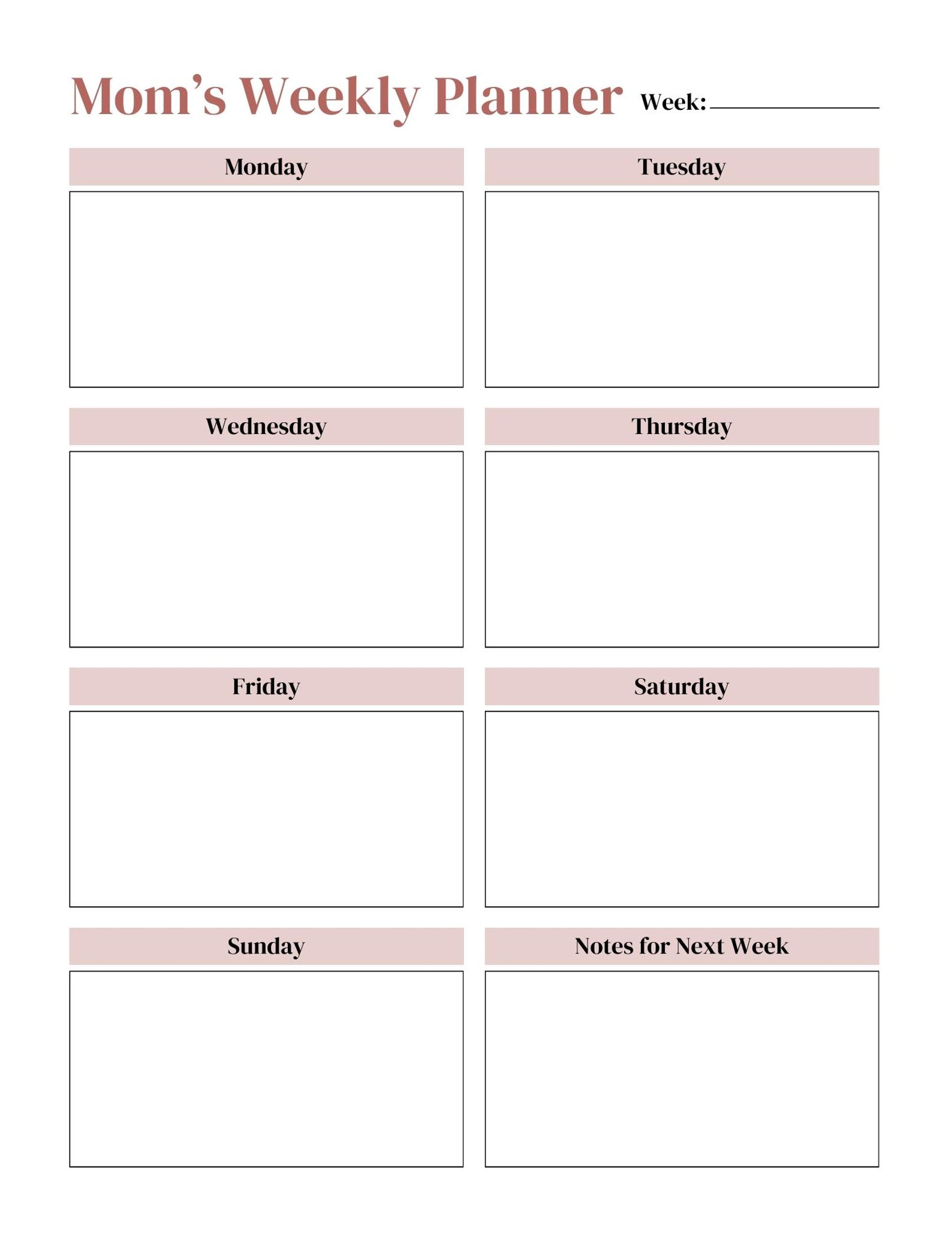 Editable Moms Planner PDF Download Digital Family Organizer ...