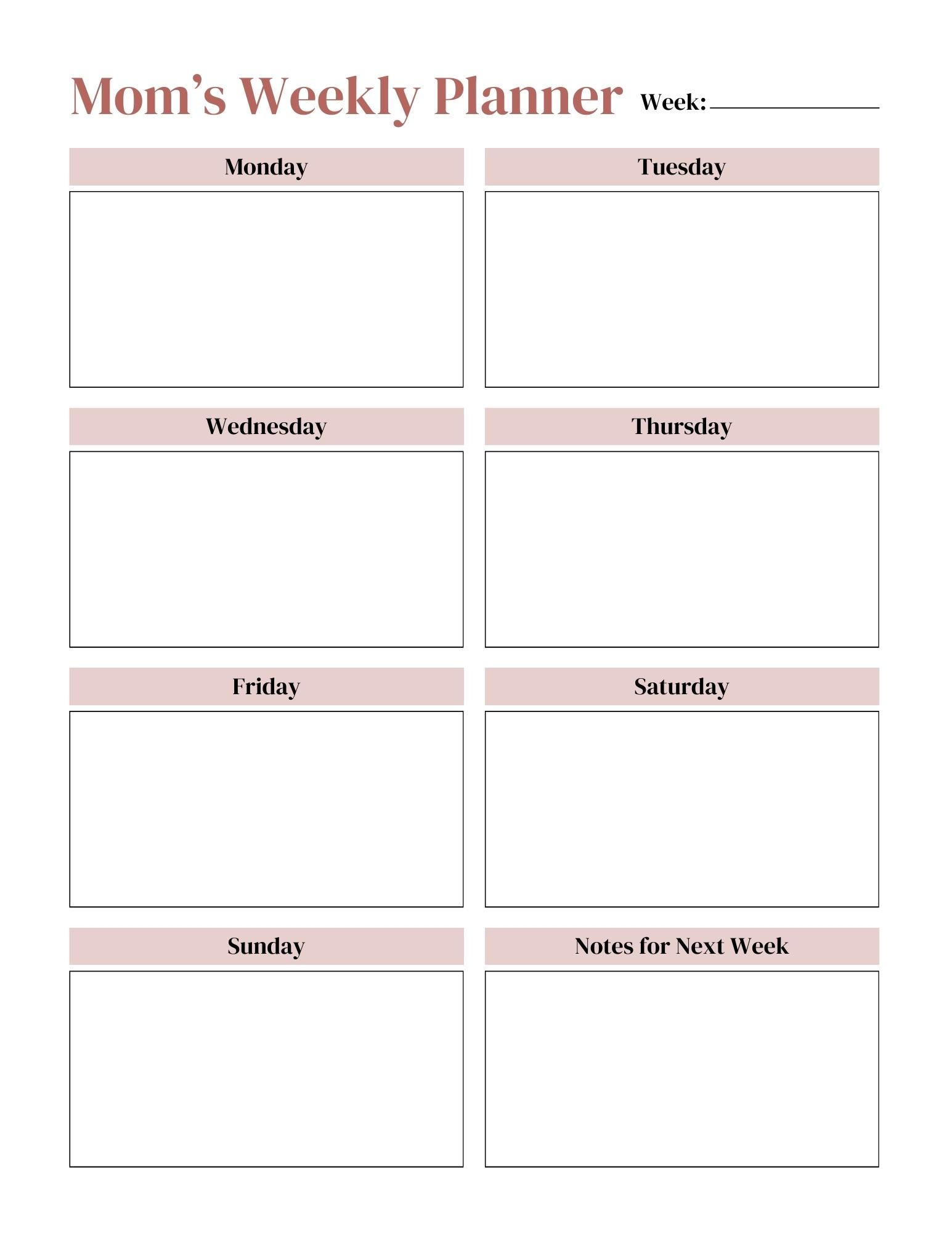 Editable Moms Planner PDF Download Digital Family Organizer ...