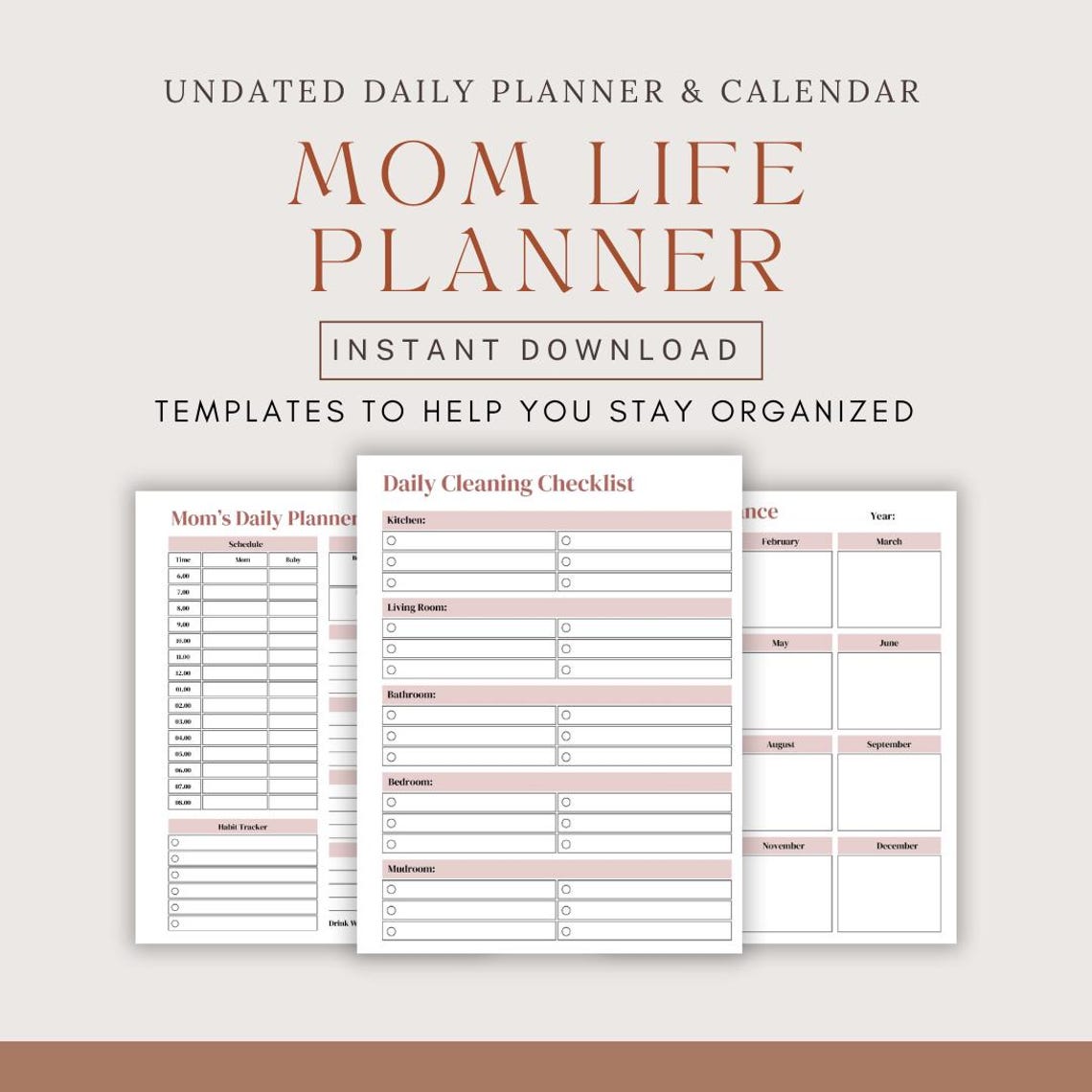 Editable Moms Planner PDF Download Digital Family Organizer ...