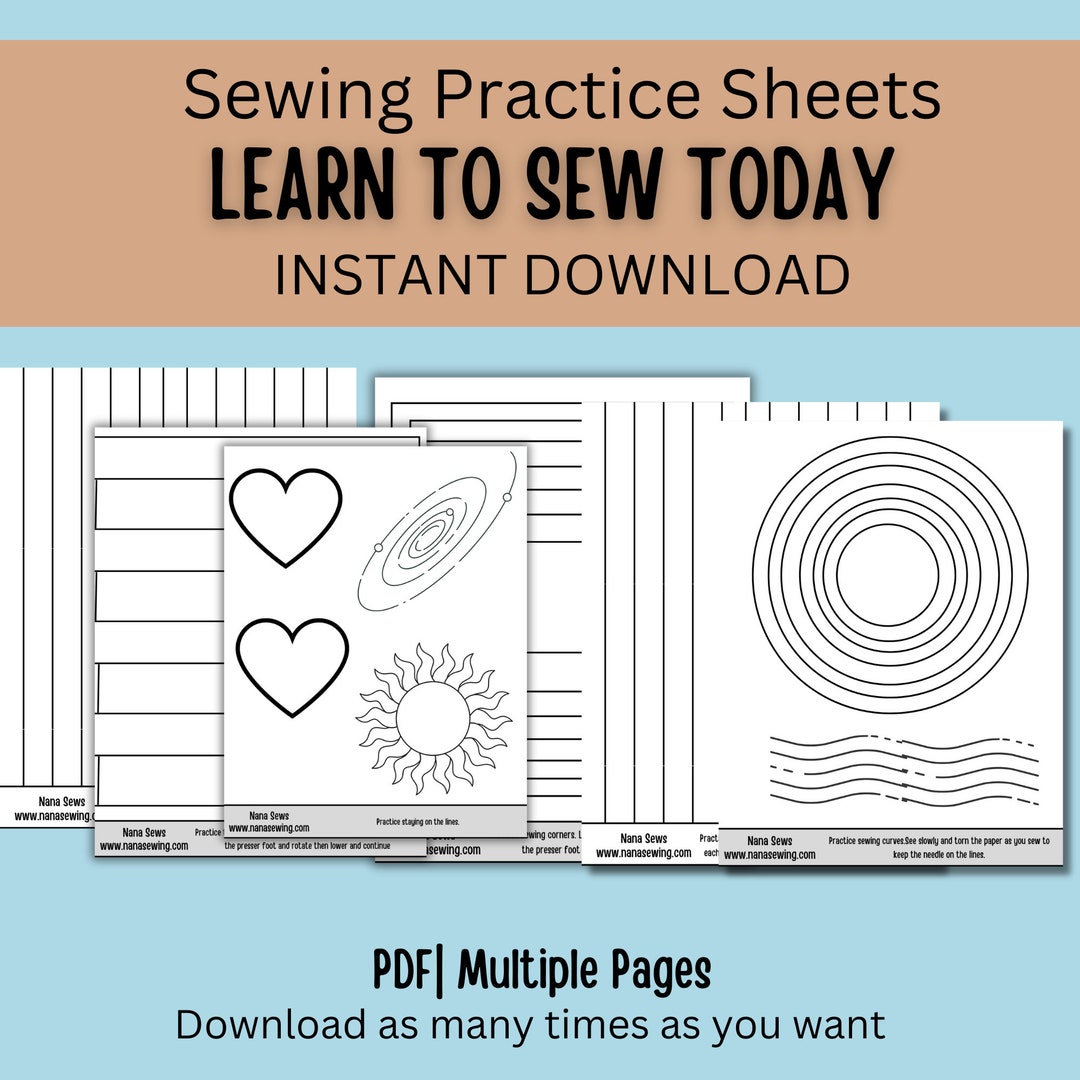 Sewing Practice Sheets, Paper Sewing, Sewing Printables, Learn to Sew ...