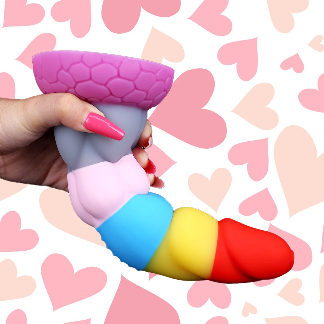 Suction Cup Rainbow Dildo Huge Realistic Fantasy Dildo With G-spot ...
