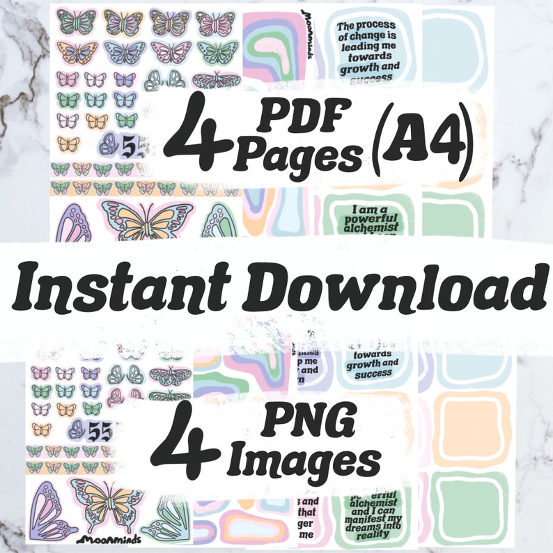 Butterfly Alchemy 555 Vision Board Printable Set Powerful Affirmations ...