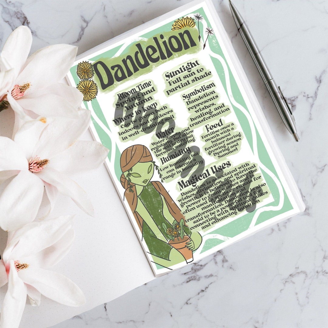 Dandelion Magical Plant Profile Grimoire Page, Growing Guide ...