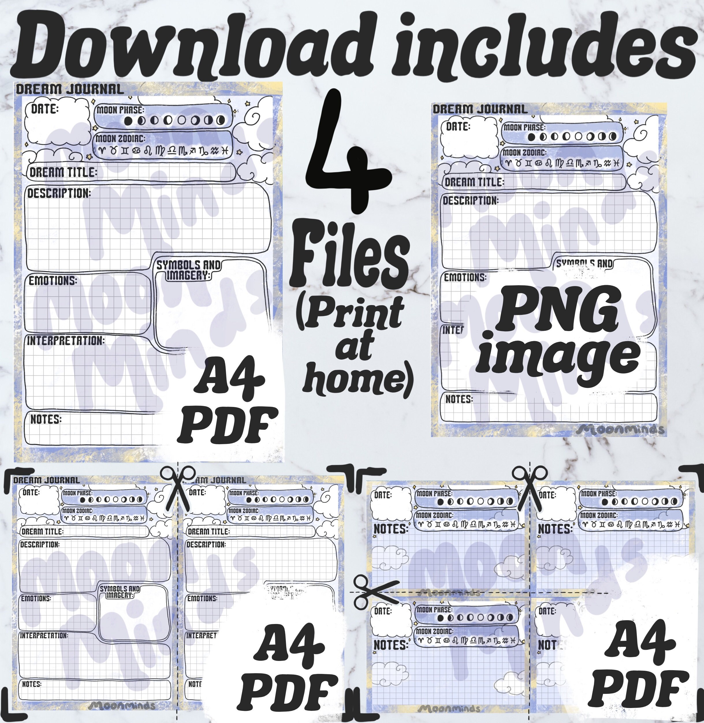 Printable Dream Journal Page, Dream Tracker Notes Page for Grimoires ...