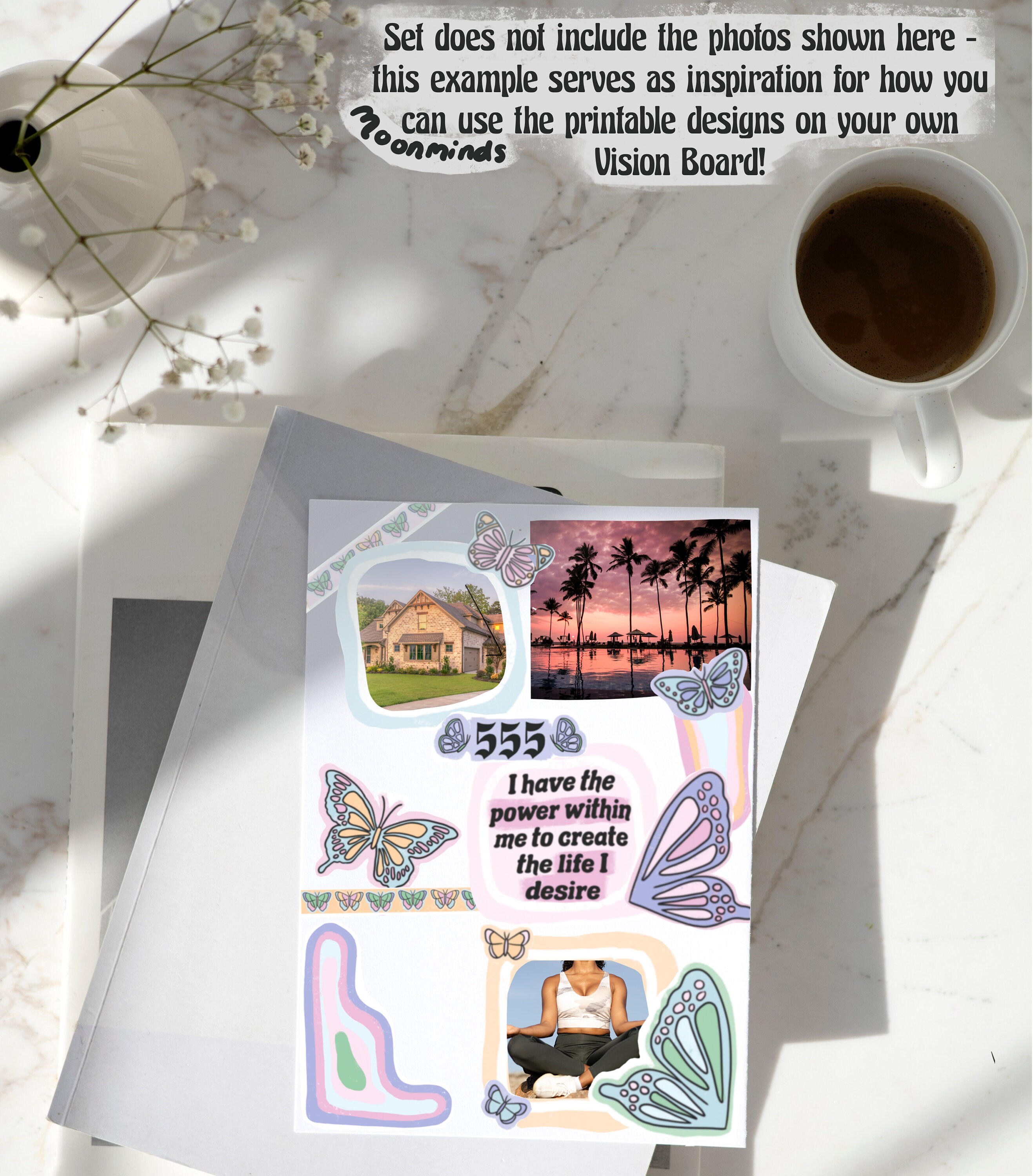 Butterfly Alchemy 555 Vision Board Printable Set Powerful Affirmations ...