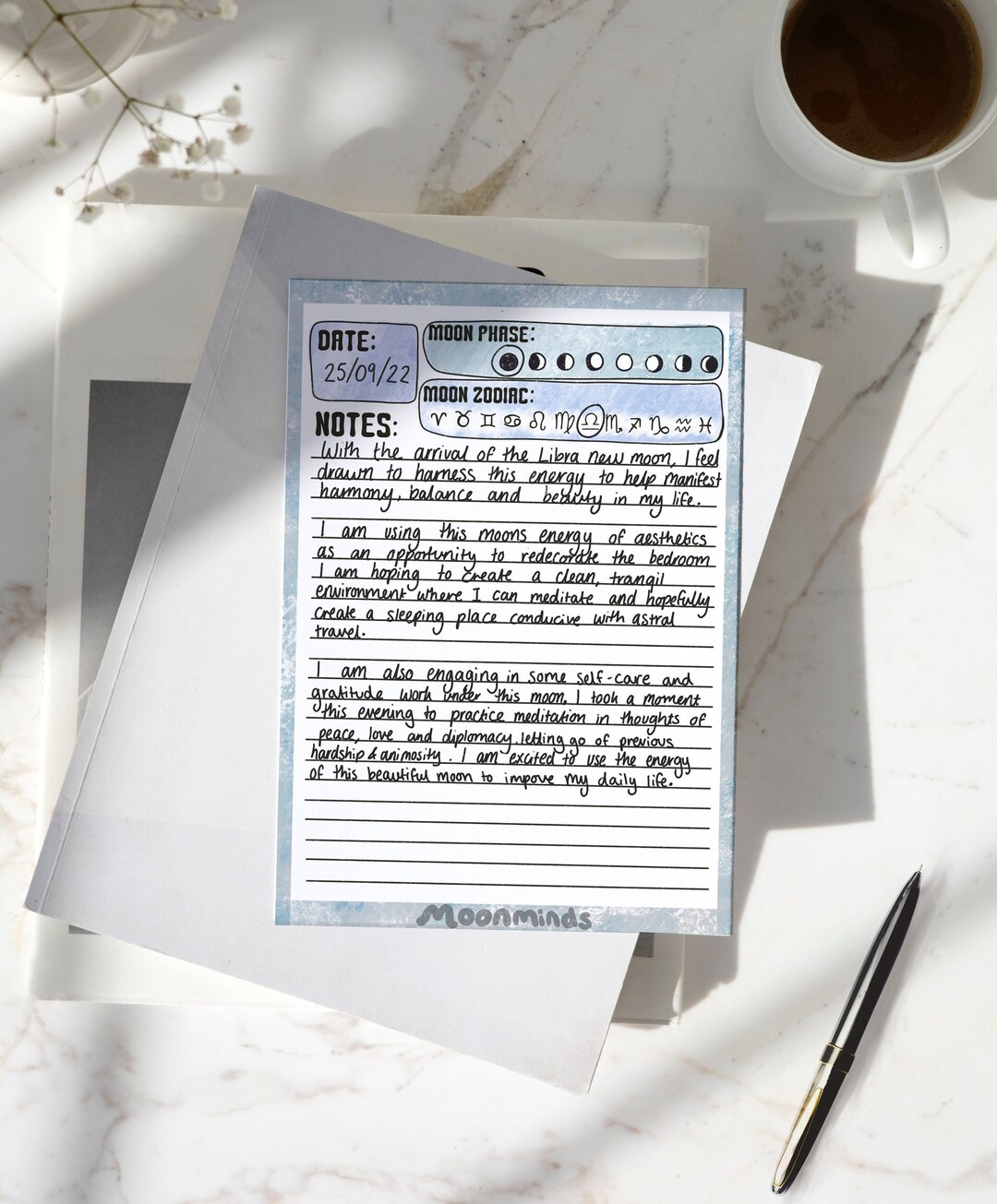 Printable Lunar Diary, Moon Tracker Notes Pages for Grimoires and ...