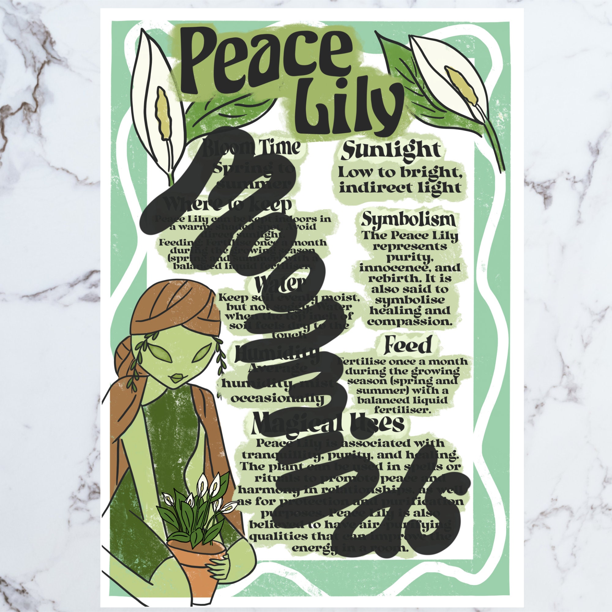 Peace Lily Magical Plant Profile Grimoire Page, Growing Guide ...