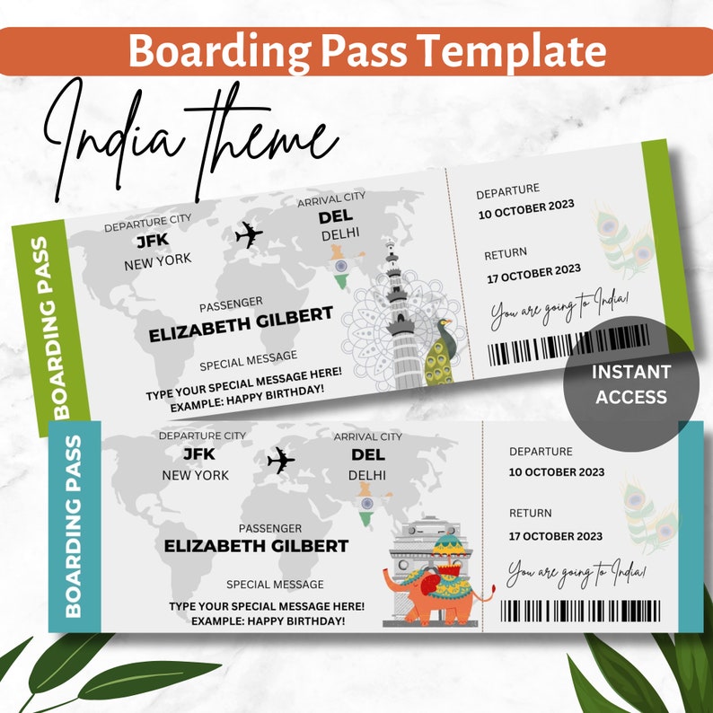 DIY INDIA Surprise Boarding Pass Canva Template Fake Airline - Etsy